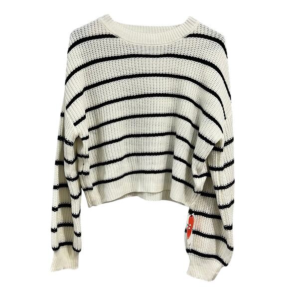 Cider | Sweaters | Nwt Cider Knit Striped White Black Boxy Oversized ...